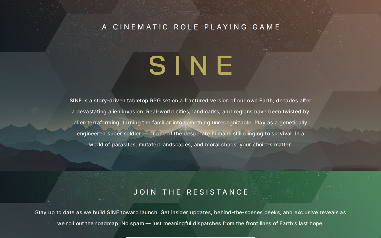 sine landing page